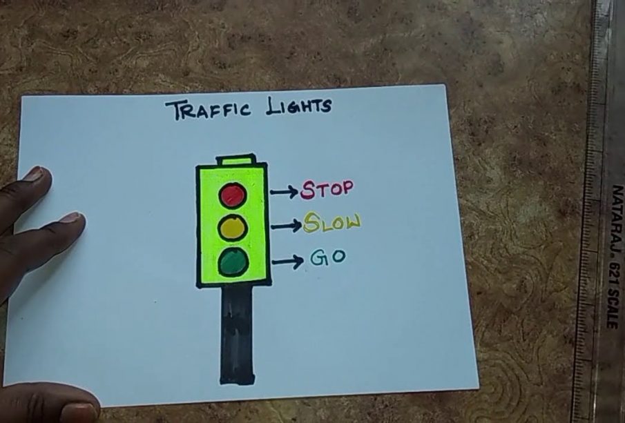 How to draw Traffic Lights easy for Kids. Traffic signals. Traffic ...