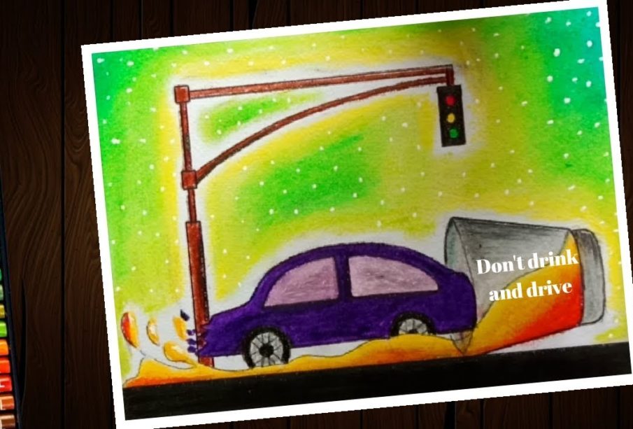 How to draw Road Safety (don't drink and drive) poster for competition ...